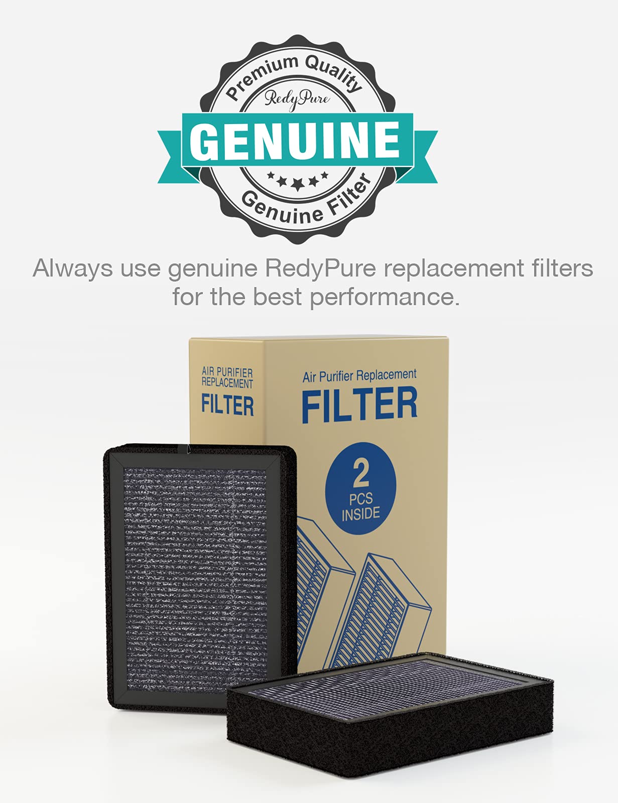 RedyPure JR6 Original Replacement Filter Compatible with RedyPure JR6 Air Purifier, 3-in-1 Pre-Filter, H13 True HEPA Filter, Activated Carbon Filter, RP-JR6-RF (1 Set)