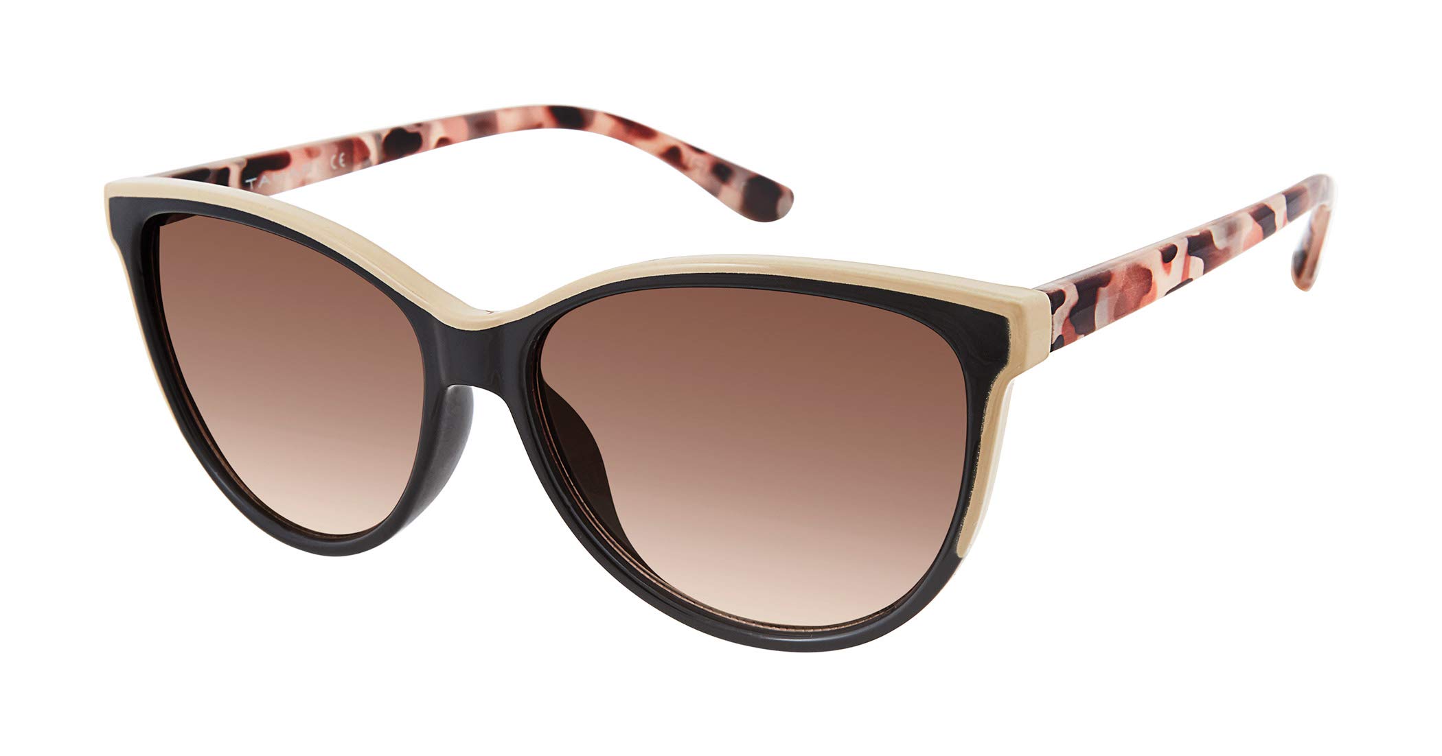 TAHARI Women's TH777 UV400 Protective Cat Eye Sunglasses. Elegant Gifts for Her, 55 mm, Black & Nude