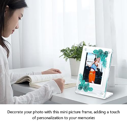 Photo Frame, Simple Cleaning, Sturdy Magnetic Tabletop Decorative Frame for Photos in Clear Acrylic for Cards (Monstera Leaves)