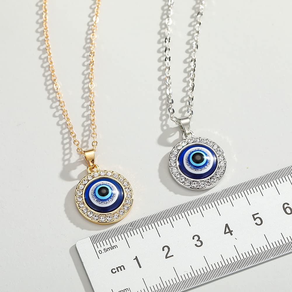 SIPELATY Evil Eye Necklace Blue Eyes Amulet Pendant Necklace Turco Kabbalah Protection Adjustable for Women