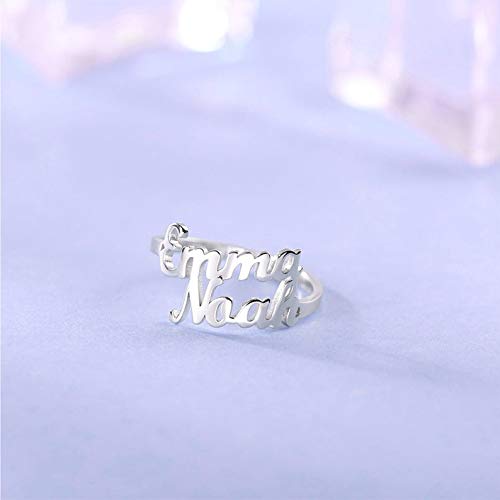 Shinelady Personalized Rings for Women Custom Any Name Ring with 1-3 Kids Name Dainty Sterling Silver Statement Ring Gift for Girlfriend, Wife, Mom, Grandma