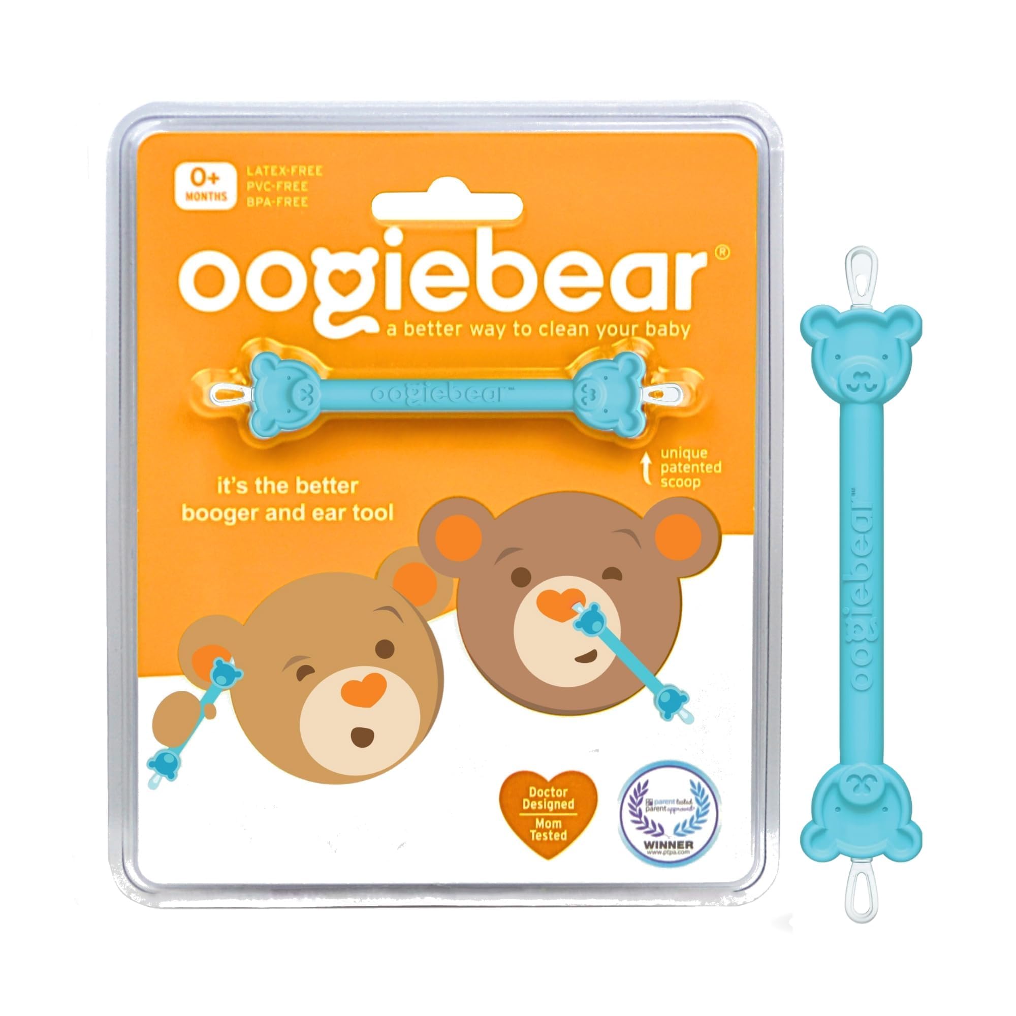oogiebear: Baby Nose Cleaner & Ear Wax Removal Tool - Safe Booger & Earwax Removal for Newborns, Infants, Toddlers - Dual-Ended - Essential Baby Stuff, Diaper Bag, Raspberry & Seafoam with case