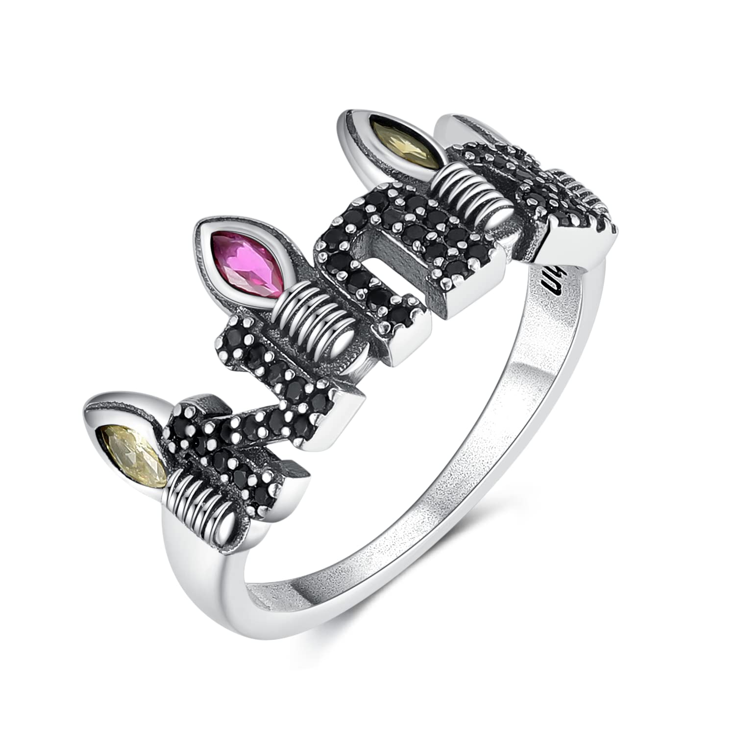 Stranger Themed Things RUN Statement Ring In Sterling Silver 5A Cubic Zirconia Gemstones With Gift Box For Women (7)