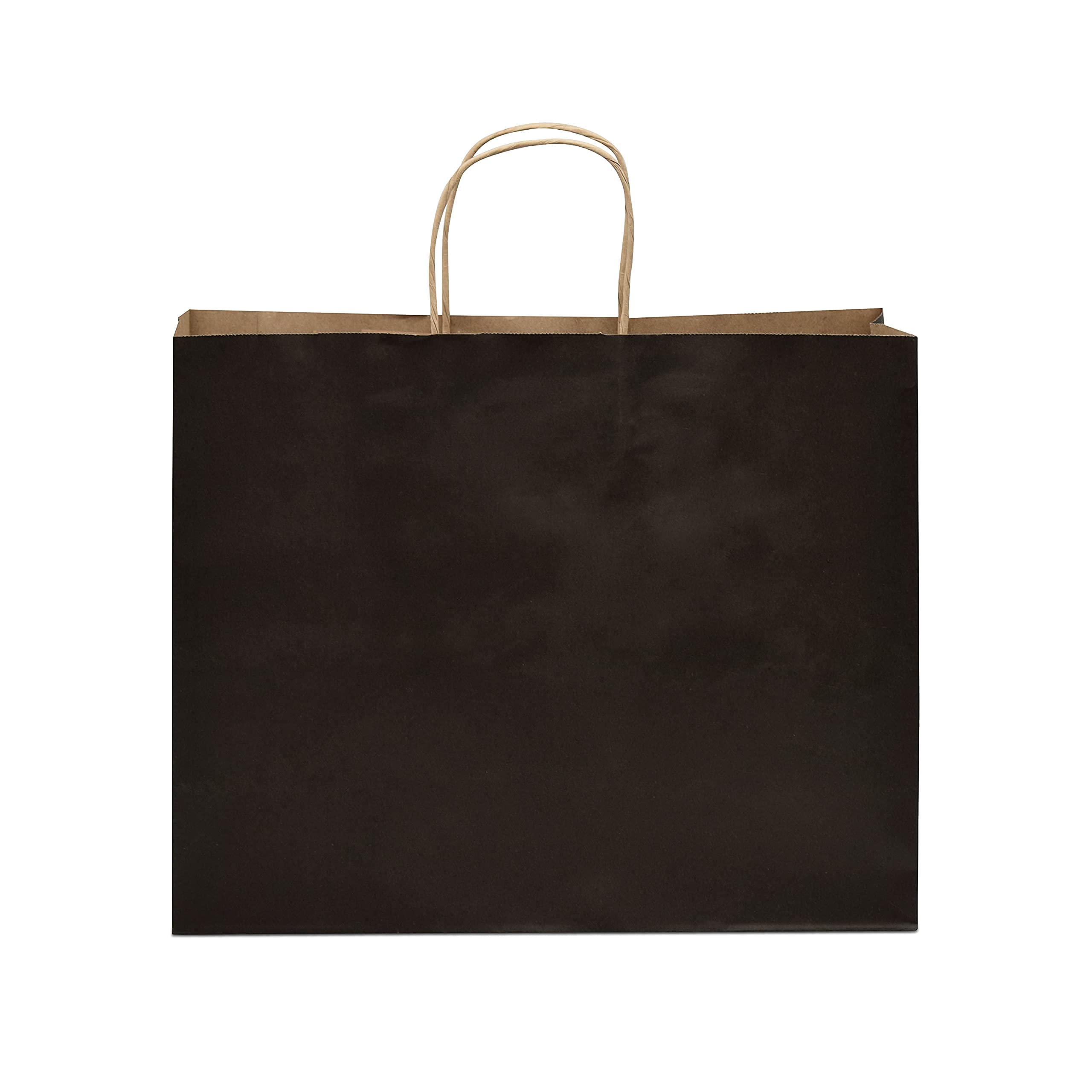 Prime Line Packaging 16x6x12 50 Pack Black Gift Bags with Handles, Large Paper Bags, Bulk for Small Business, Boutique, Shopping, Gift Wrap, Favors