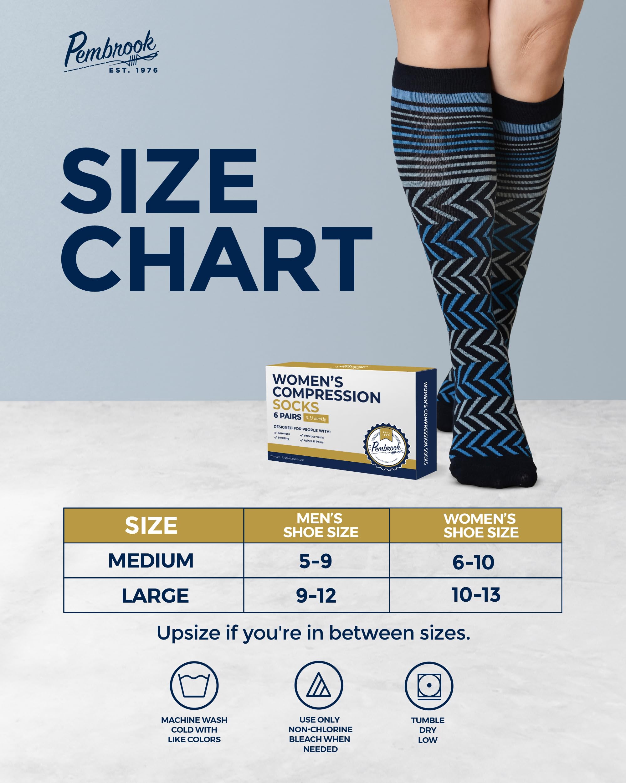 Pembrook Light Compression Socks for Women - 6 Pairs | 8-15 mmHg Compression Socks Women | Polkadots, Polkadots, Argyle, Striped Compression Socks Women | Cotton Compression Socks for Women