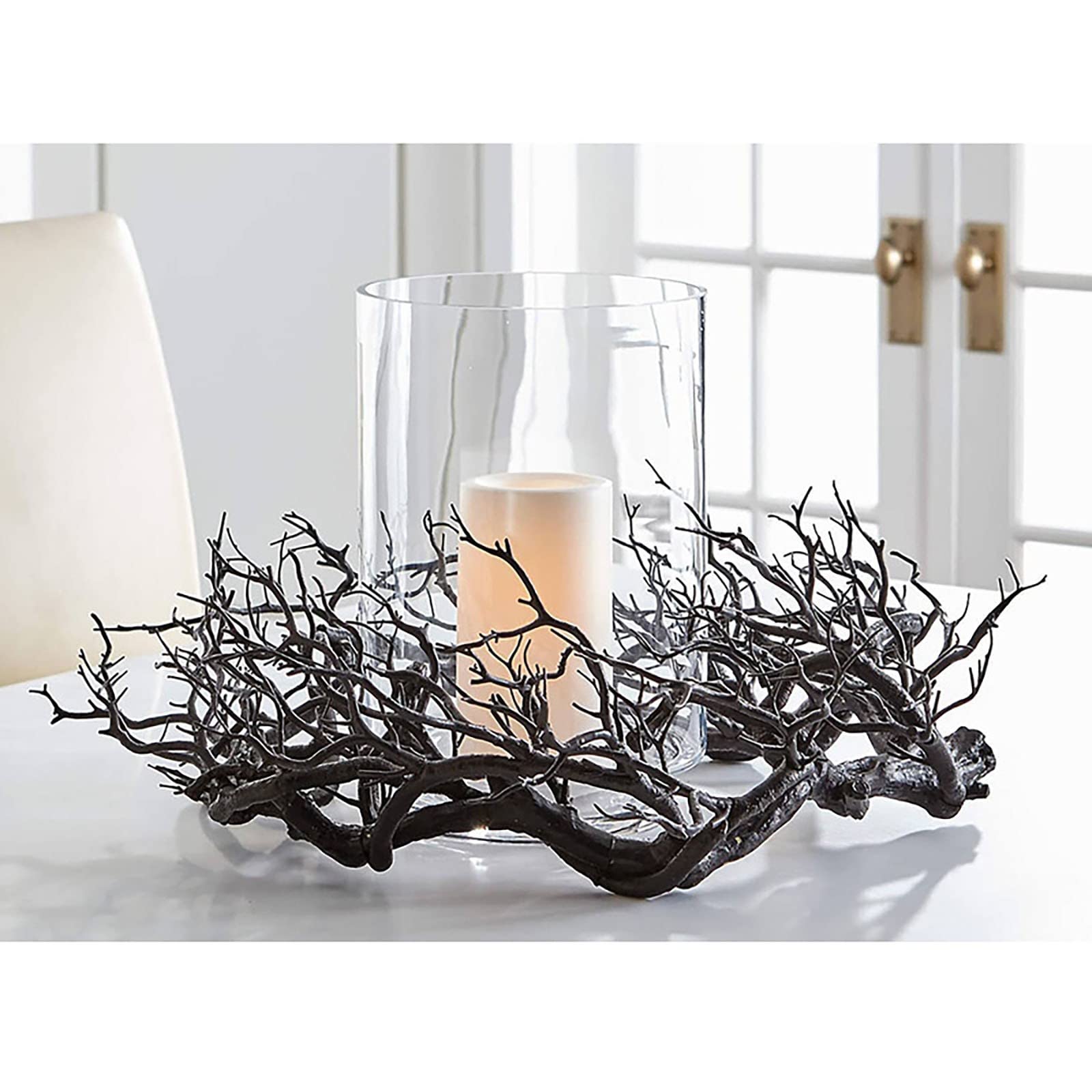 Pre-lit Halloween Wreaths for Front Door Decorations, Black Branches Halloween Wreath with Lights, Door Hanging Lighted Wreath Outdoor Halloween Decorations Holiday Party Props (A-Lighted, One Size)