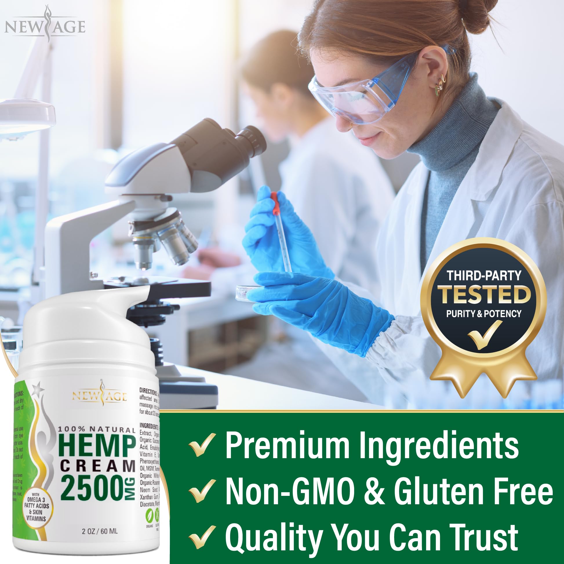 New Age Hemp Cream Help Support Relieve Discomfort in Knees, Joints, and Lower Back - Natural Hemp Extract Cream - Made in USA - Hemp Cream 4oz (Pack of 2)