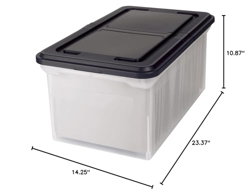 Office Depot Stackable File Tote Box, Letter Size, 14 1/4in. x 23 3/8in. x 10 7/8in., Black/Clear, 139732