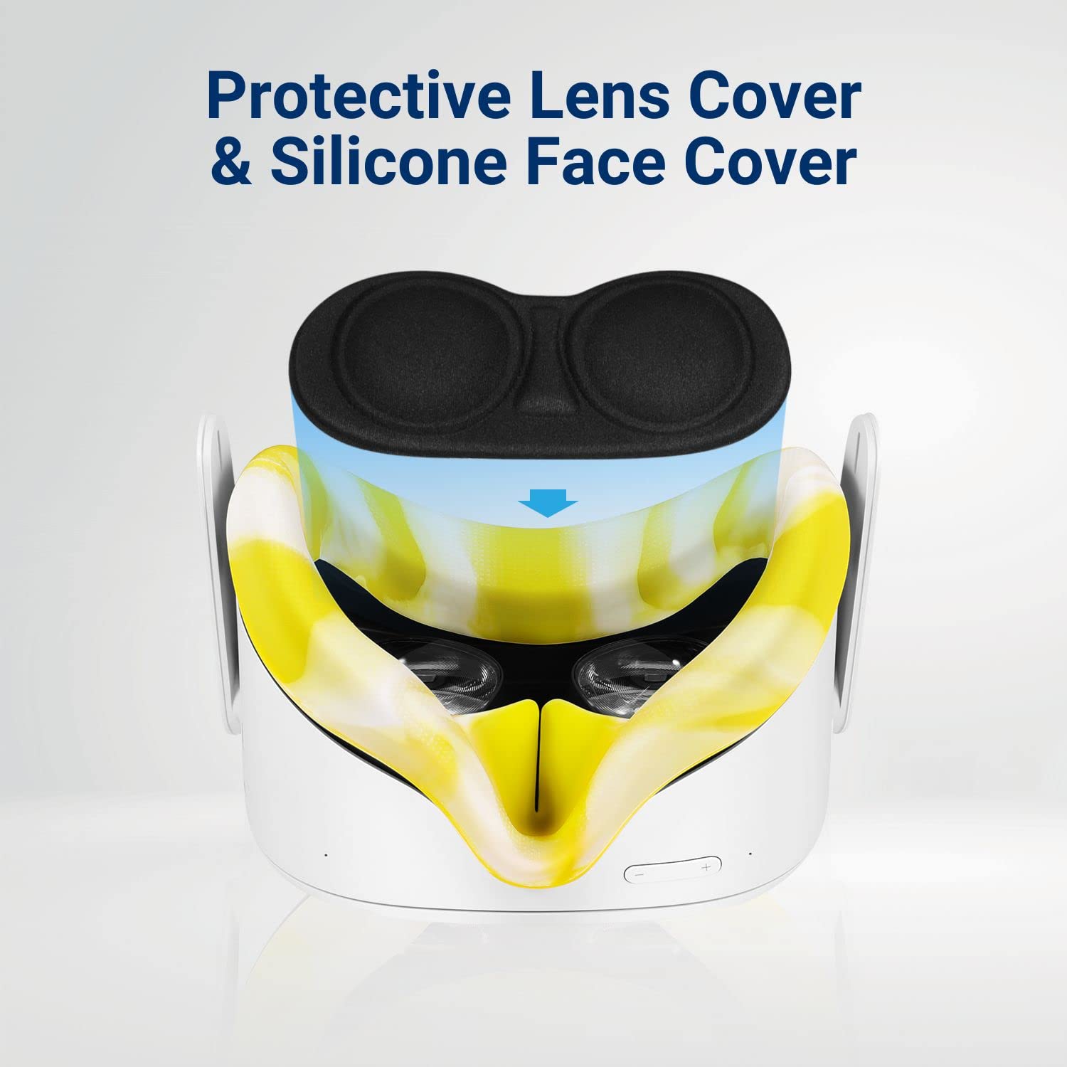 TNP VR Face Cover and Eye Cover for Meta Oculus Quest 2 Face Cushion with Nose Light Blocker - Sweat Guard Silicone Cover for Oculus Quest 2 Face Pad, Cloudy Yellow