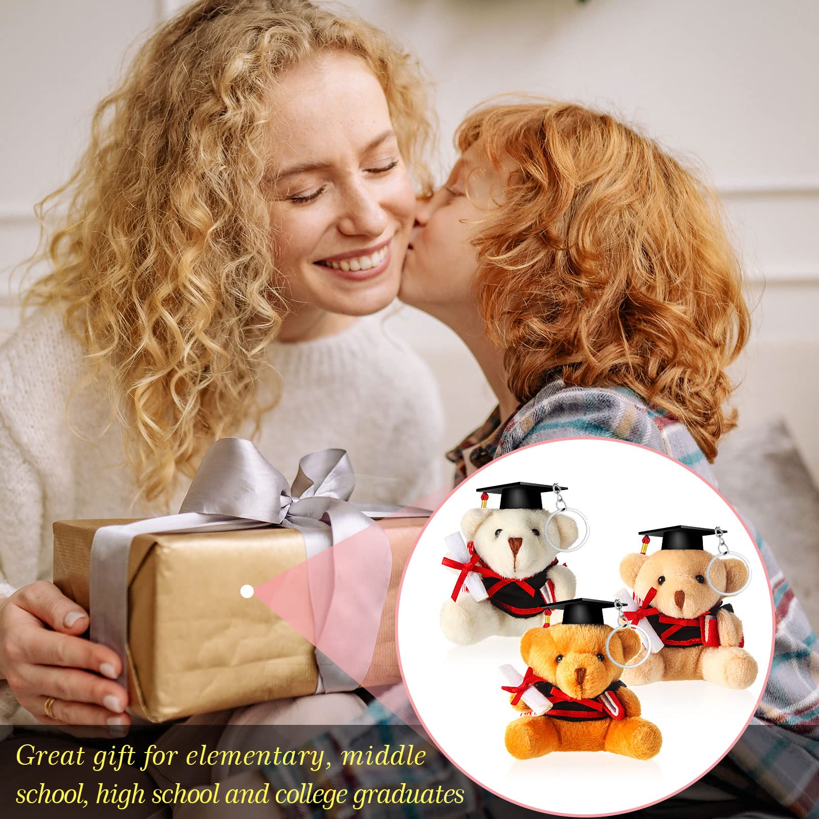 ZJoey 9 Pieces Mini Graduation Teddy Bear Plush Gift Stuffed Animal Black Cap Gift for Her, for Him, Class of 2024 Gradution Present, for College, High School(9 Pcs Style B)
