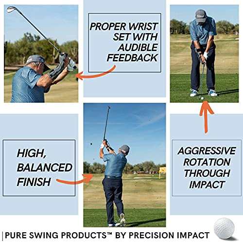 Precision Impact Golf Pure Swing Products Swing Trainer | Training Aid: Crisp Ball Striking, Proper Wrist Set, Backwing Rotation, Swing & Club Head Lag