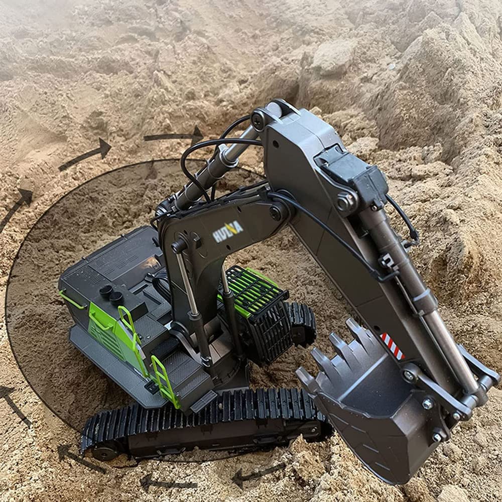 ZRYYWAN 4-in-1 RC Excavator, 2.4G Remote Control Digger, 22-Channel Alloy Grab Truck, Digger Construction Truck Full Function Engineering Vehicle Toy for Kids and Adults