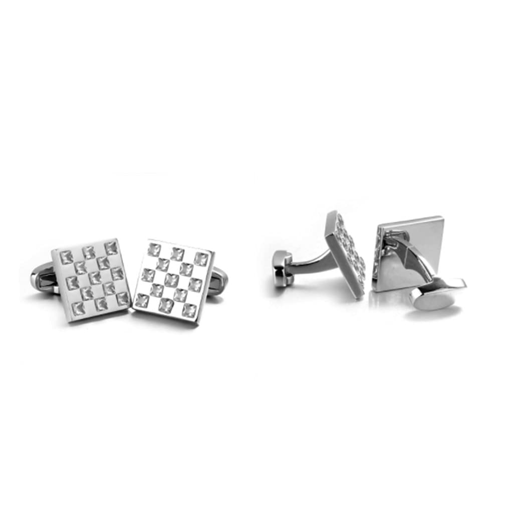 Zircon Cufflinks Business French Shirt Generous Cuffs Copper Oxidation Resistant and Durable (Color : Silver, Size : As Shown) (Silver As Shown)