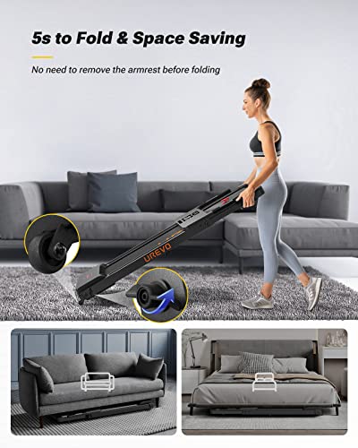 UREVO 2 in 1 Folding Treadmill with Incline, 2.5 HP Manual Incline Under Desk Treadmill for Home Office, Compact Treadmill with LED Display Remote Control