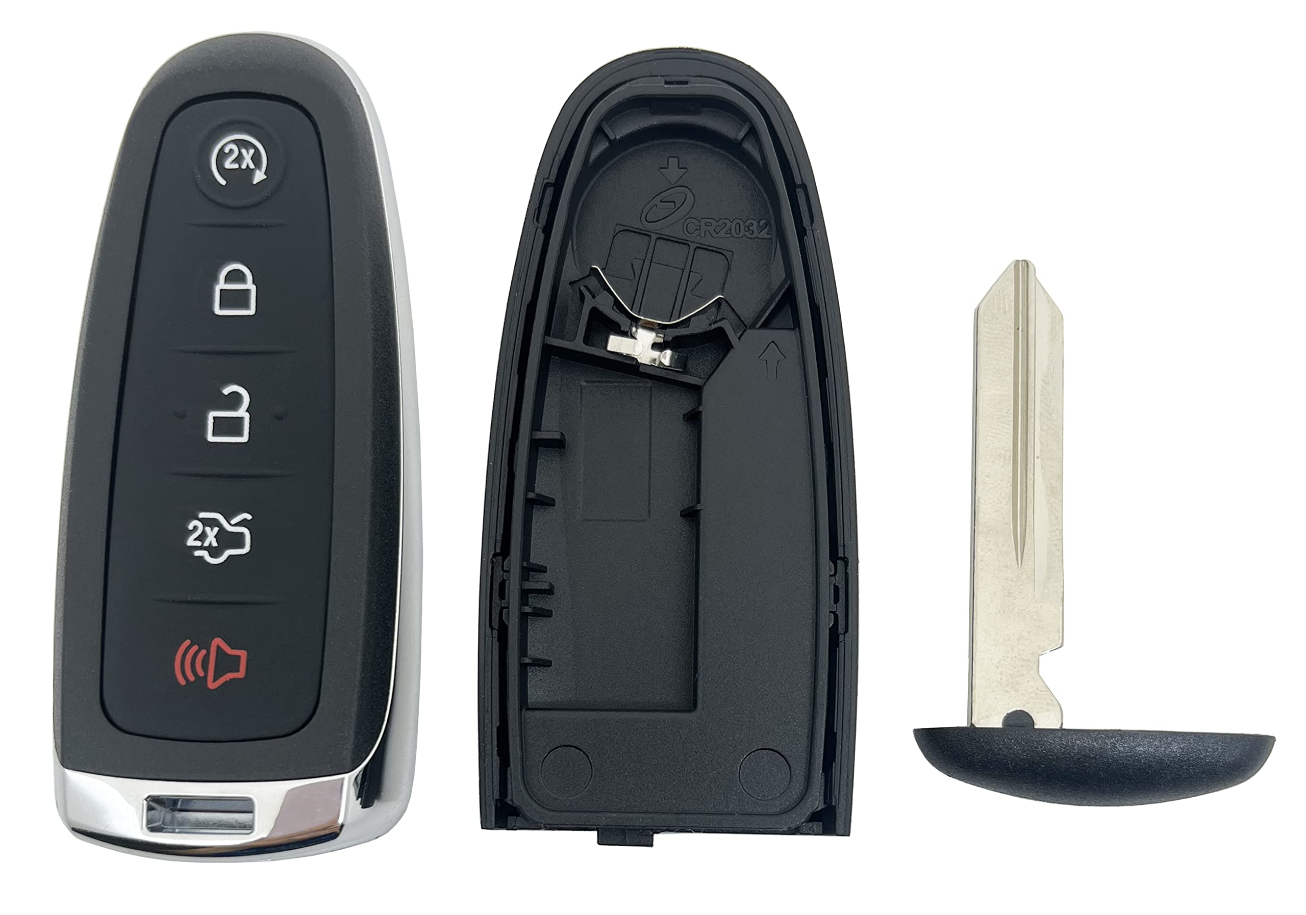 Replacement Key Fob Case Shell Fit for Ford Edge Escape Explorer Focus Flex Taurus Fusion Keyless Entry Smart Remote Key Fob Cover Casing with Uncut Blade Blank (Black)