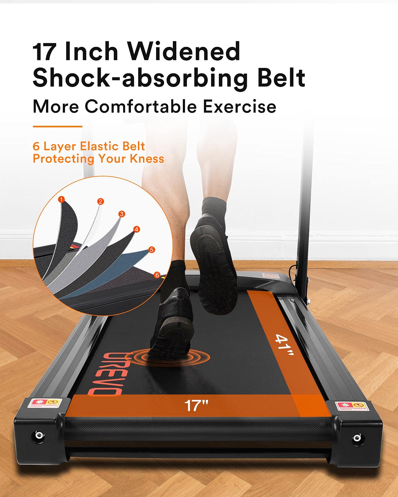 UREVO Foldable Treadmill with Incline, Folding Treadmill for Home Electric Treadmill Workout Running Machine, Handrail Controls Speed, Pulse Monitor