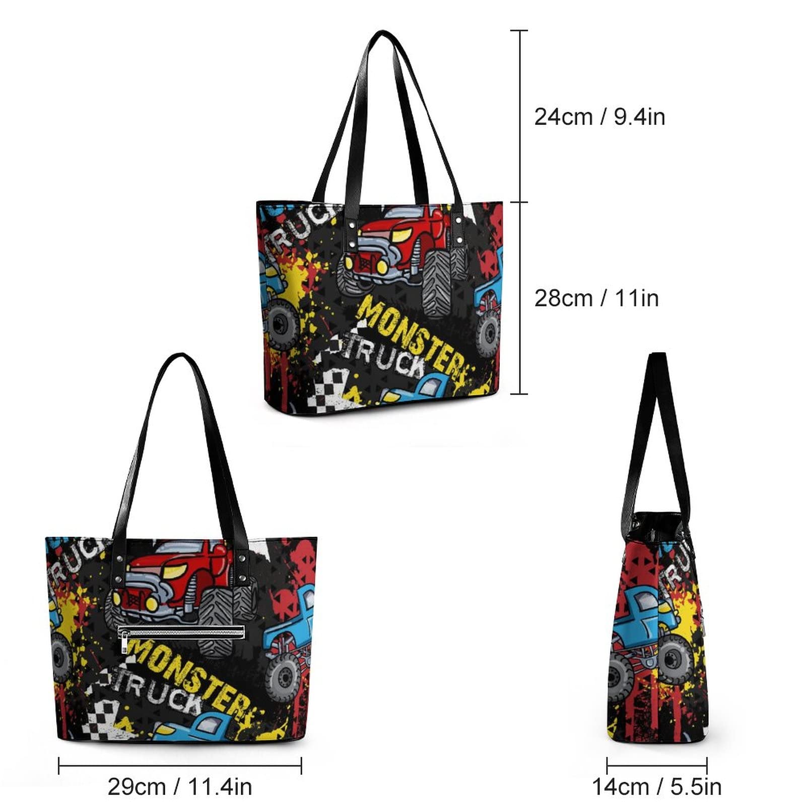 Womens Handbag Truck Pattern Leather Tote Bag Top Handle Satchel Bags For Lady