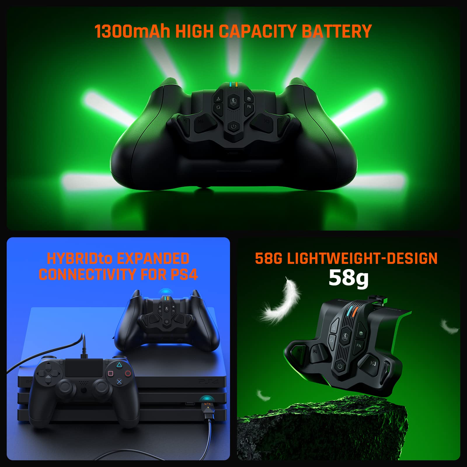 Wireless Back Button Attachment, BIGBIG WON Armor-X Controller Paddles for Xbox Series Working on Xbox Series X/S|Xbox One|Switch|PC, Audio,Mapping, Macro, Turbo