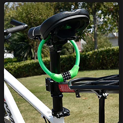 UFFD Security Bicycle Lock, 4-Digit Lock, Anti-Theft Lock Thickened Steel Cable, Resettable Password at Will, Road Bike and Mountain Bike Lock (Color : Black, Size : 1.15cm-10.5cm)