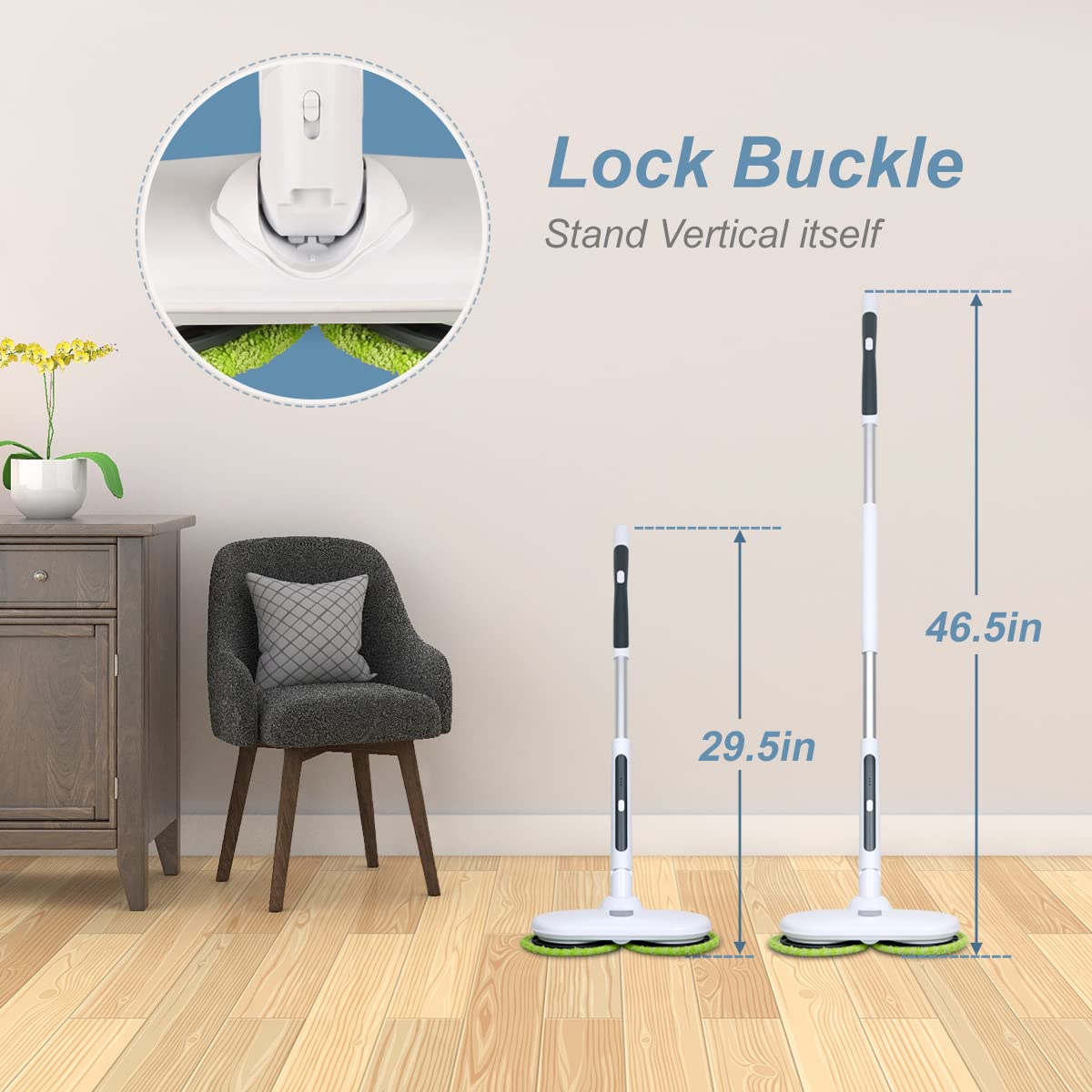 OGORI Cordless Electric Spin Mops for Hardwood , Tile, Vinyl & Laminate Floors, Rechargeable Dual Spinning Scrubber Cleaner , 4 Reusable Microfiber Pads