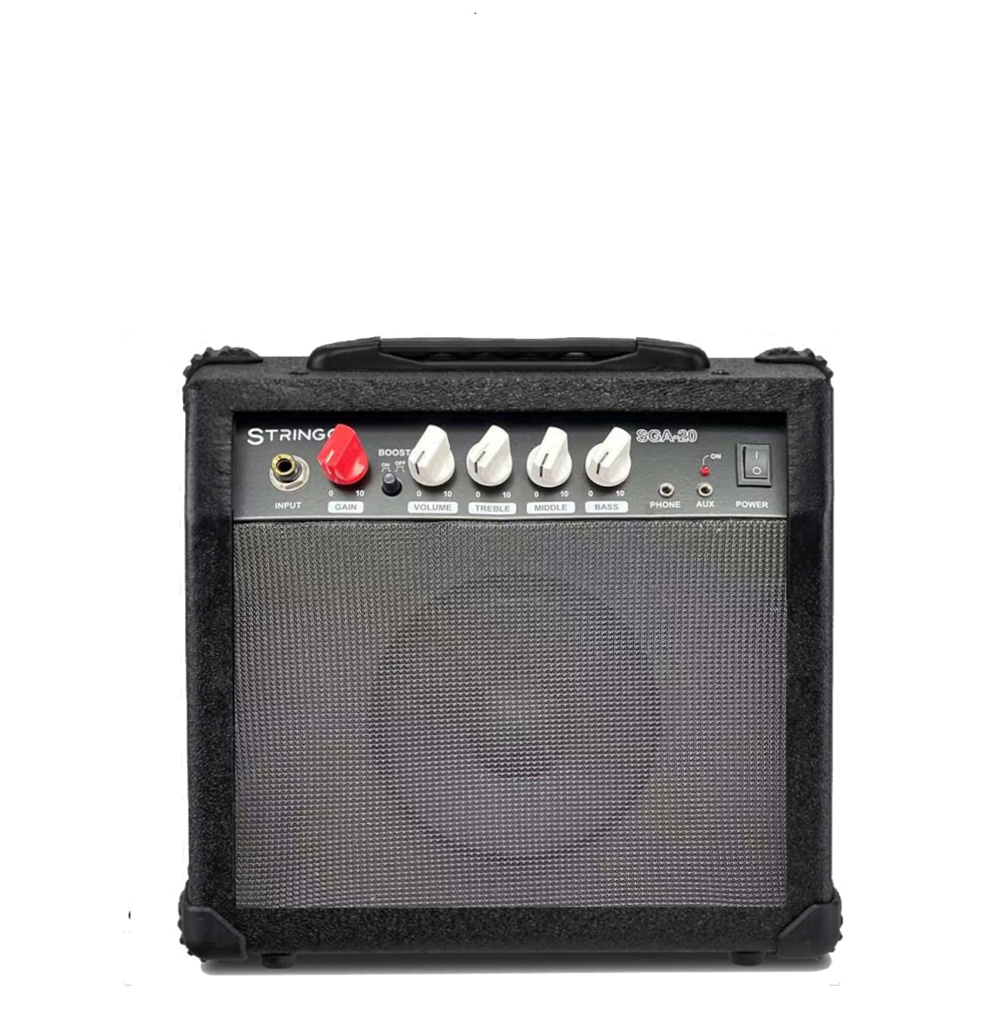 Stringo 20 Watt Guitar Amplifier Black .Practice Mp3 Input. Clean and Overdrive Channel