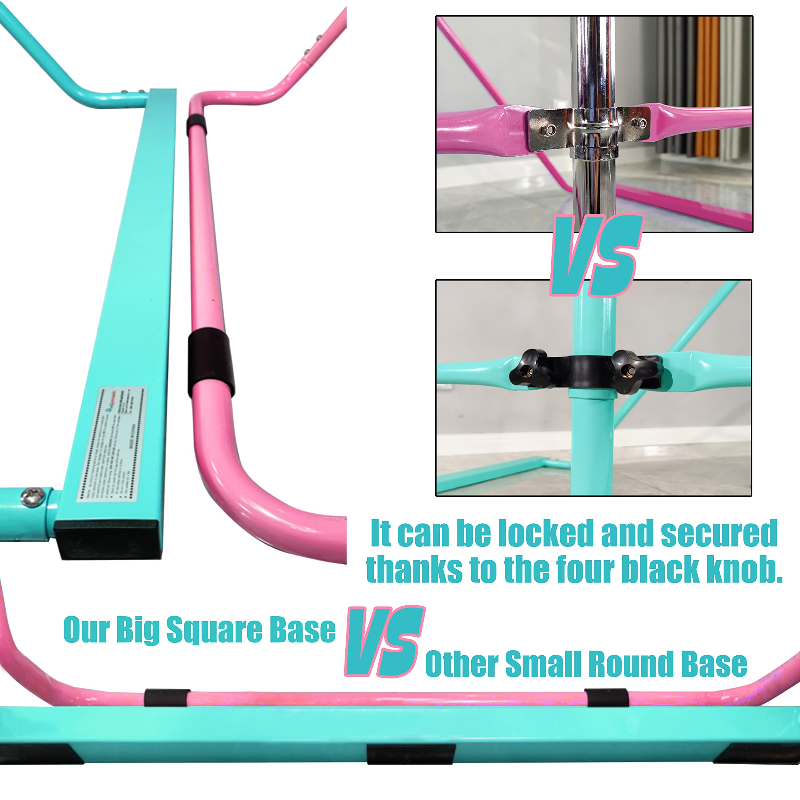 PreGymnastic Updated Folding Gymnastics Bar with Rings, Foldable Kip Bar with Sturdier Base, Gymnasitc Training Bar for Kids Ages 3-10, Gymnastic Horizontal Bars, Home Gym Equipment for Boys Girls