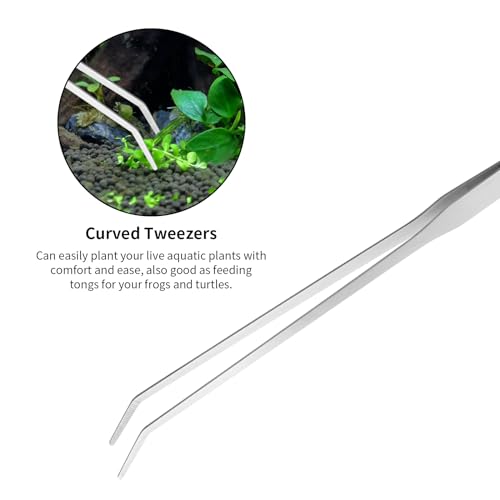 Ohtomber Aquascape Tools Aquarium Kit - 4PCS Terrarium Supplies Include Long Tweezers for Terrarium, Feeding Tongs, Aquarium Scissors, Aquarium Algae Scraper for Fish Tank Cleaning Plant Trimming