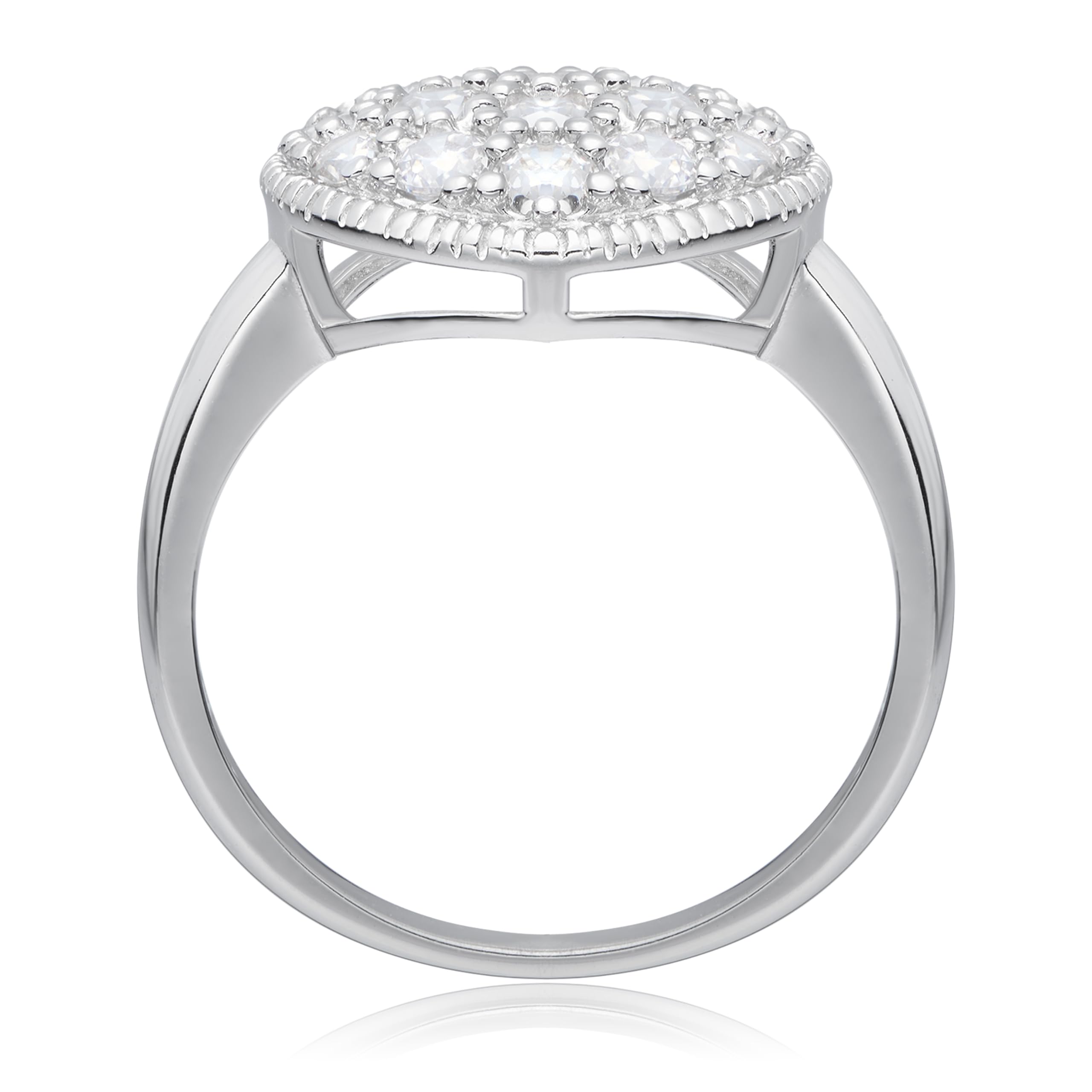 MORGAN & PAIGE .925 Sterling Silver Pavé-Set Cubic Zirconia Heart Ring - Size 7