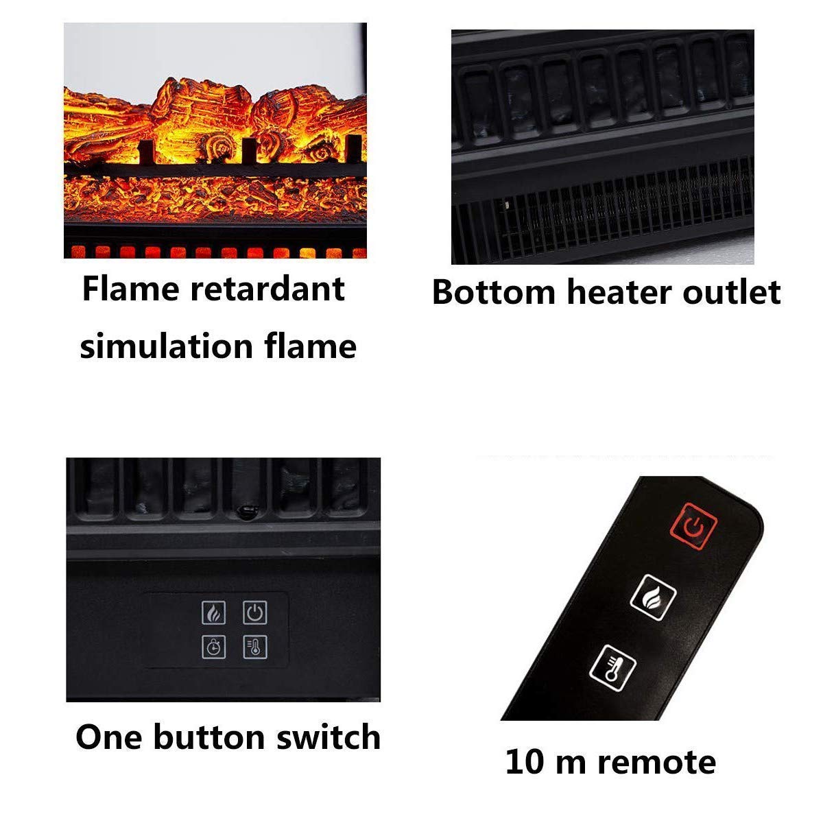 OQHAIR Electric Fireplace with Wood Stove Electric Stove Fire Pit Heating with Flame Effect ding and Portable with Overheating Protection for Quickly Heating Up A Room 18