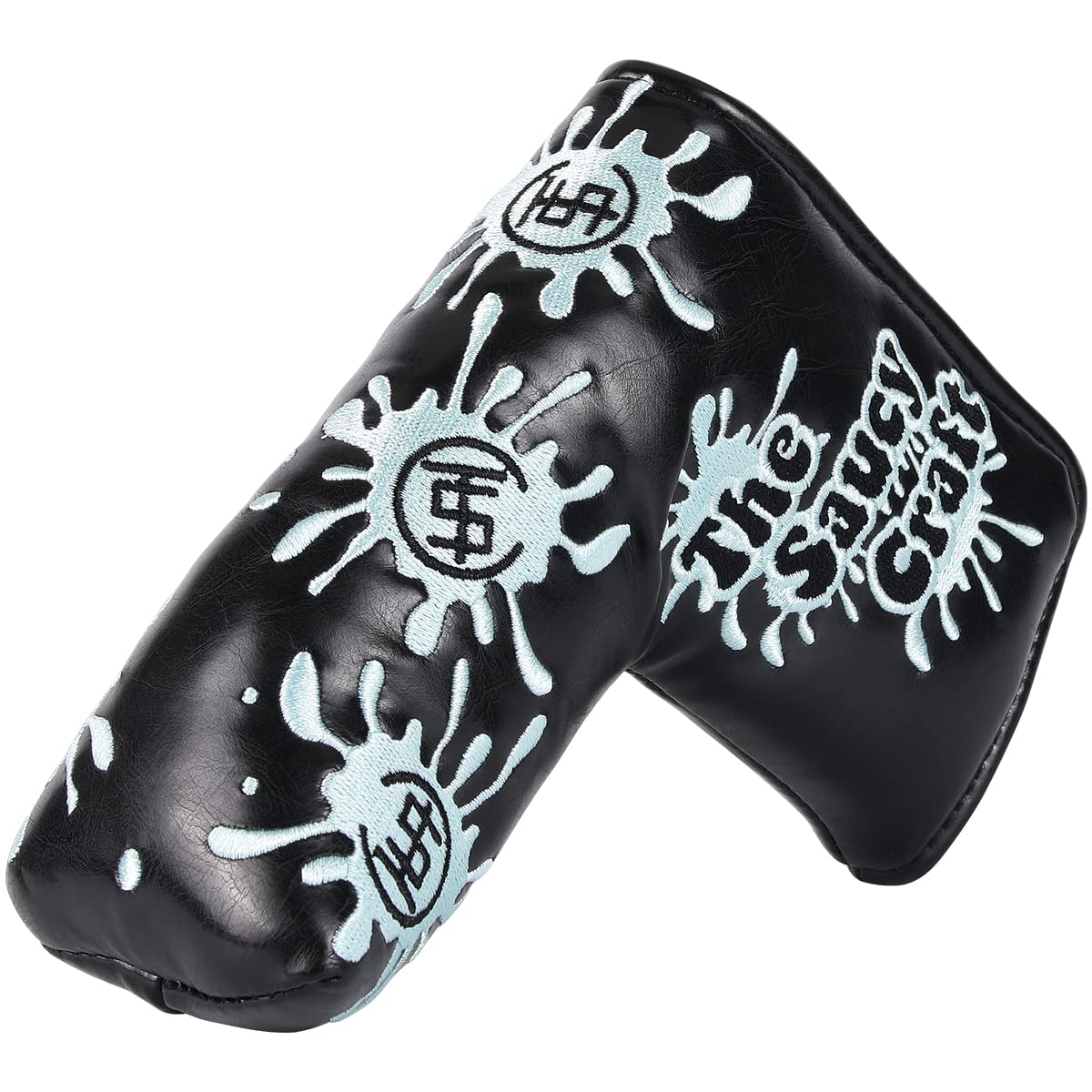 Studio Crafted Golf Painting Splash Putter Head Cover Headcover for Blade Style Putters, Leather Black Golf Blade Putter Cover Magnetic Mallet Headcover Club Protective