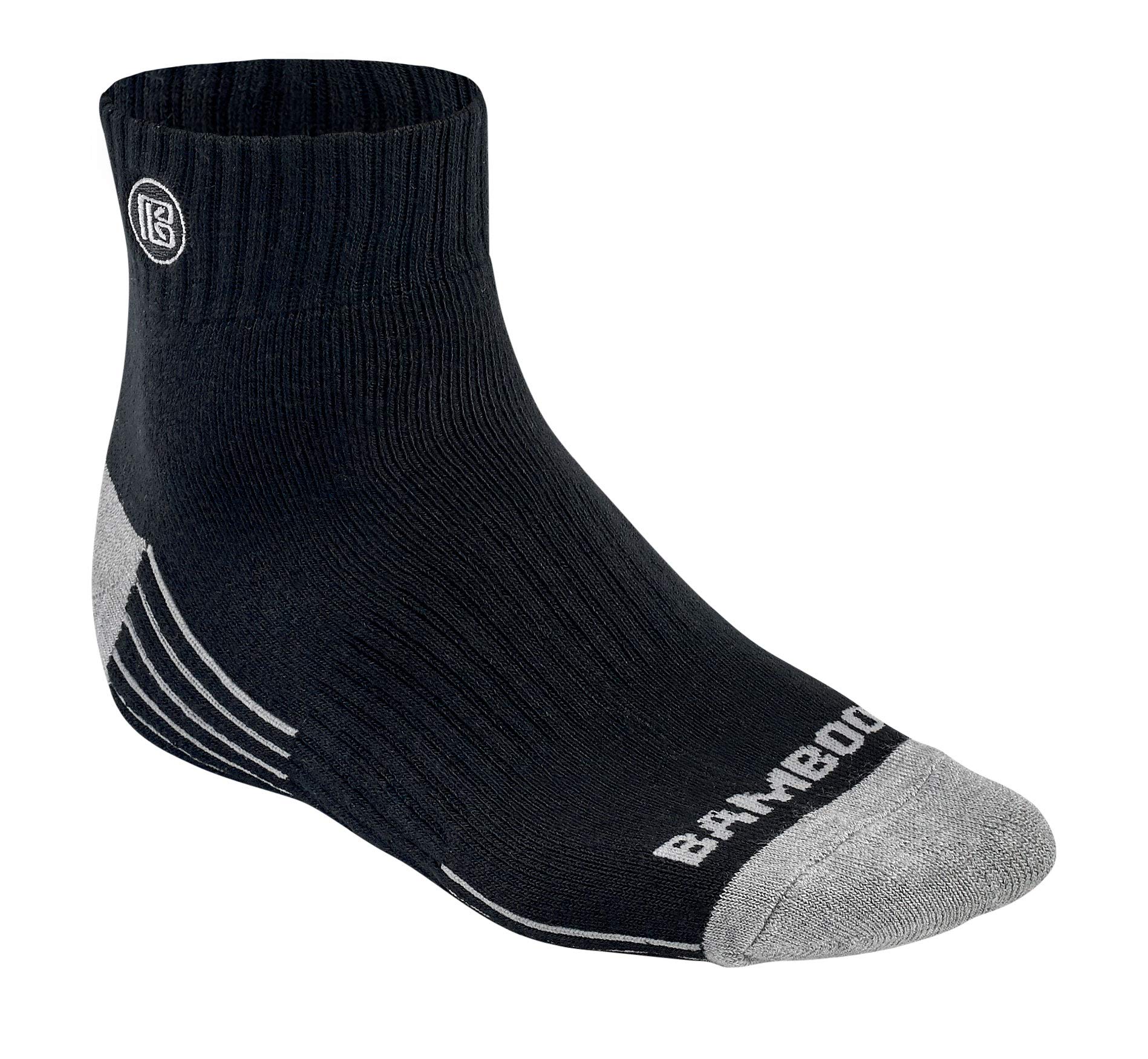 Premium Bamboo Crew Work Socks- Quarter High Moisture Wicking, Odor Eliminating Black Quarter Crew Socks for Men Size 9-12 - 3 Pair