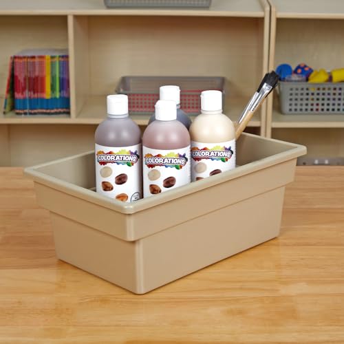 Really Good Stuff All Purpose Bins - Tan, 6 Pack