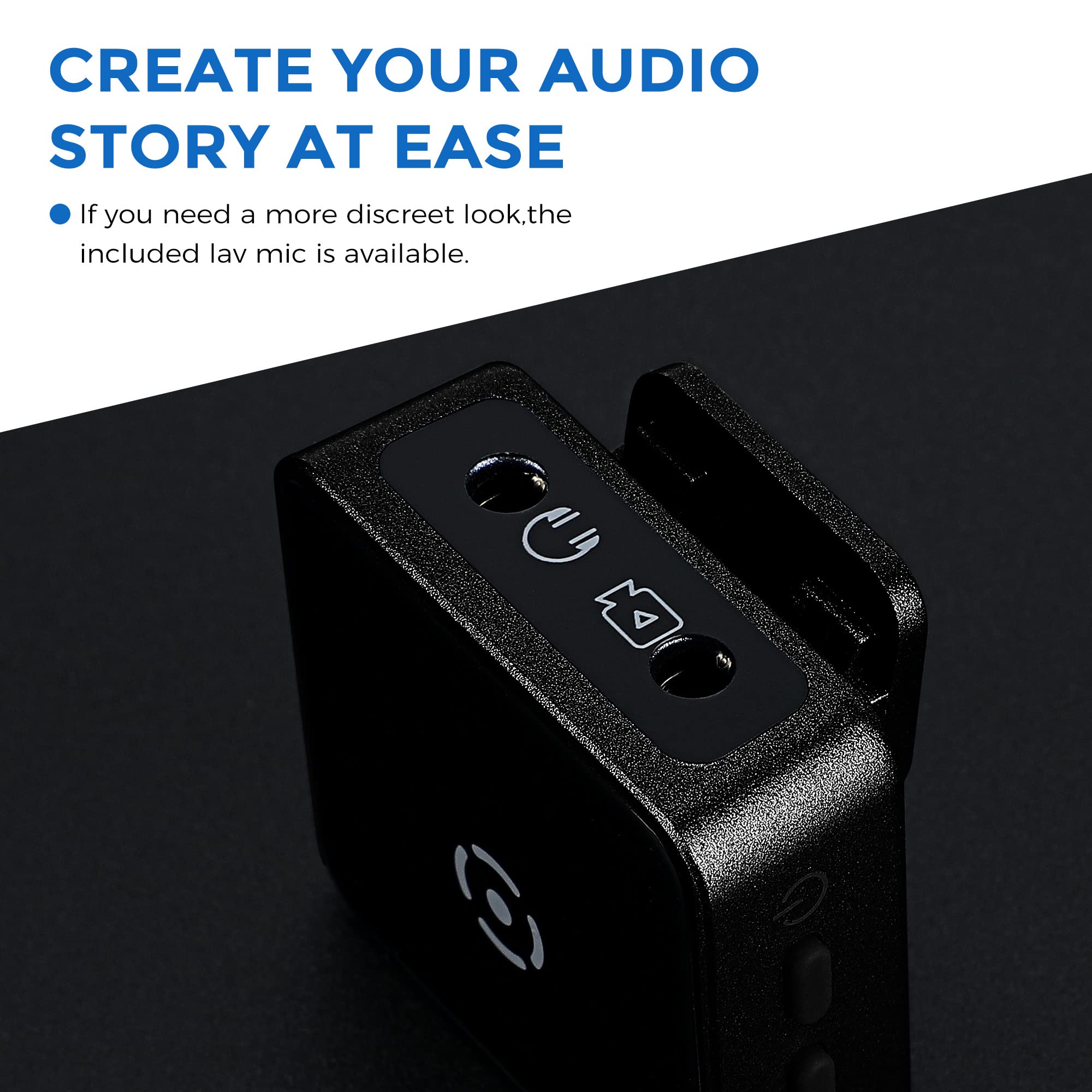 Wireless Lavalier Microphone,2.4GHz Dual Lapel Mics with Real-time Monitoring, Gain Adjustment for Interview, Vlogging, Live Streaming, Camera, Compatible with DSLR, Camcorder, Smartphone