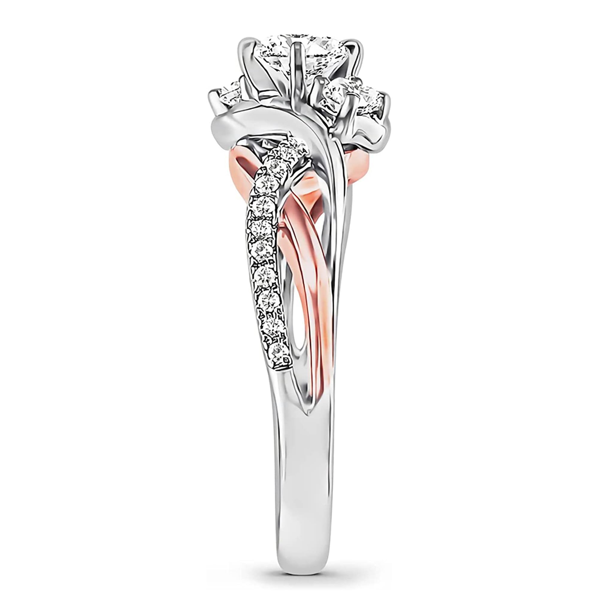 ZLAEBL 1.8 Carat Twisting Infinity Engagement Rings for Women, Mossanite Ring Sterling Silver Plated with White Gold Wedding Ring Love Gifts,7