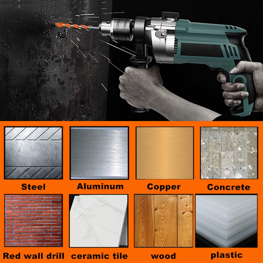 TOEGA 7Pcs Ultimate Drill bits,Concrete Drill bit, Masonry bit bit with Tungsten Carbide Drill bit, Drilling and Punching Work kit for Ceramic Tile, Concrete, Brick, Glass, Plastic and Wood (Orange)