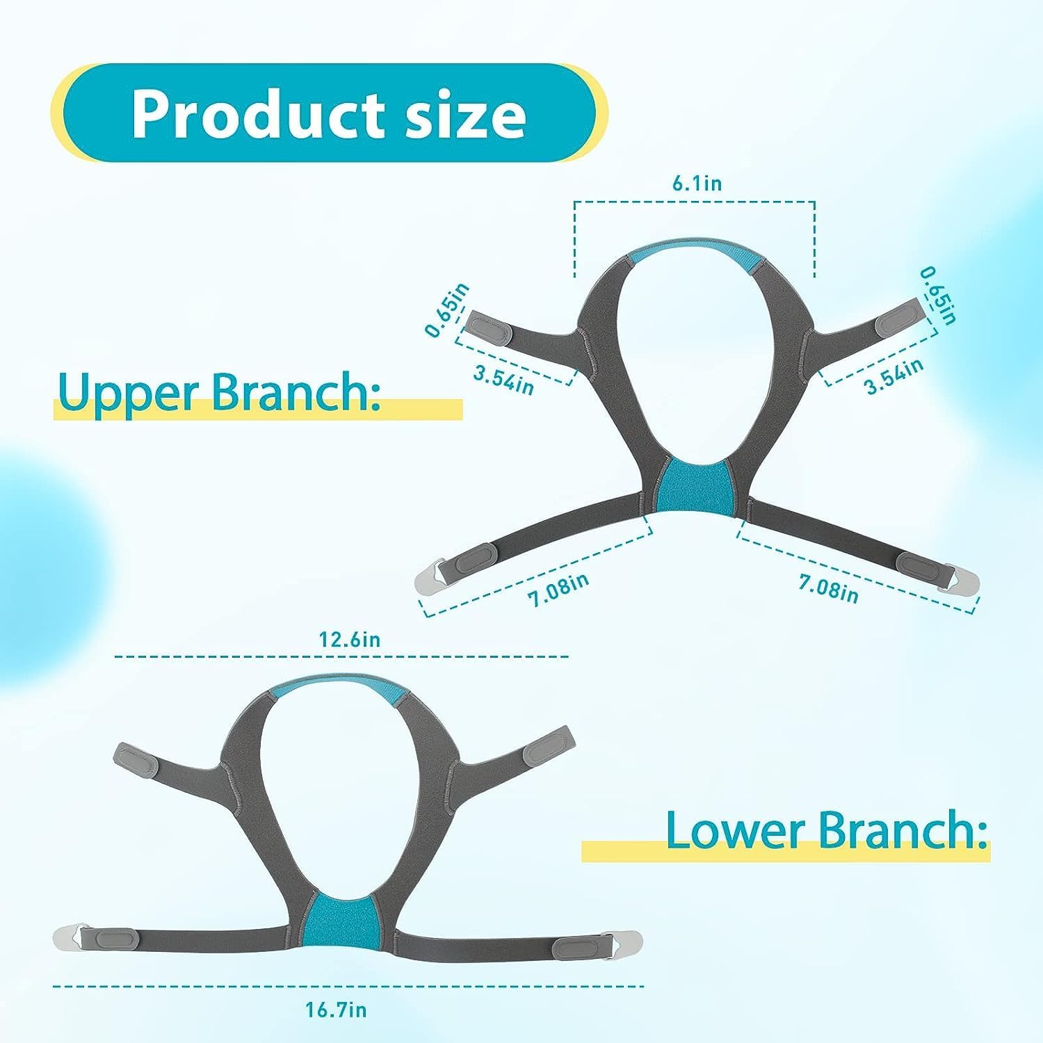 N20 Replacement Headgear Compatible with N20 for Adjustable Home Mask Headband with Magnetic Headgear Clips (1 Pack)