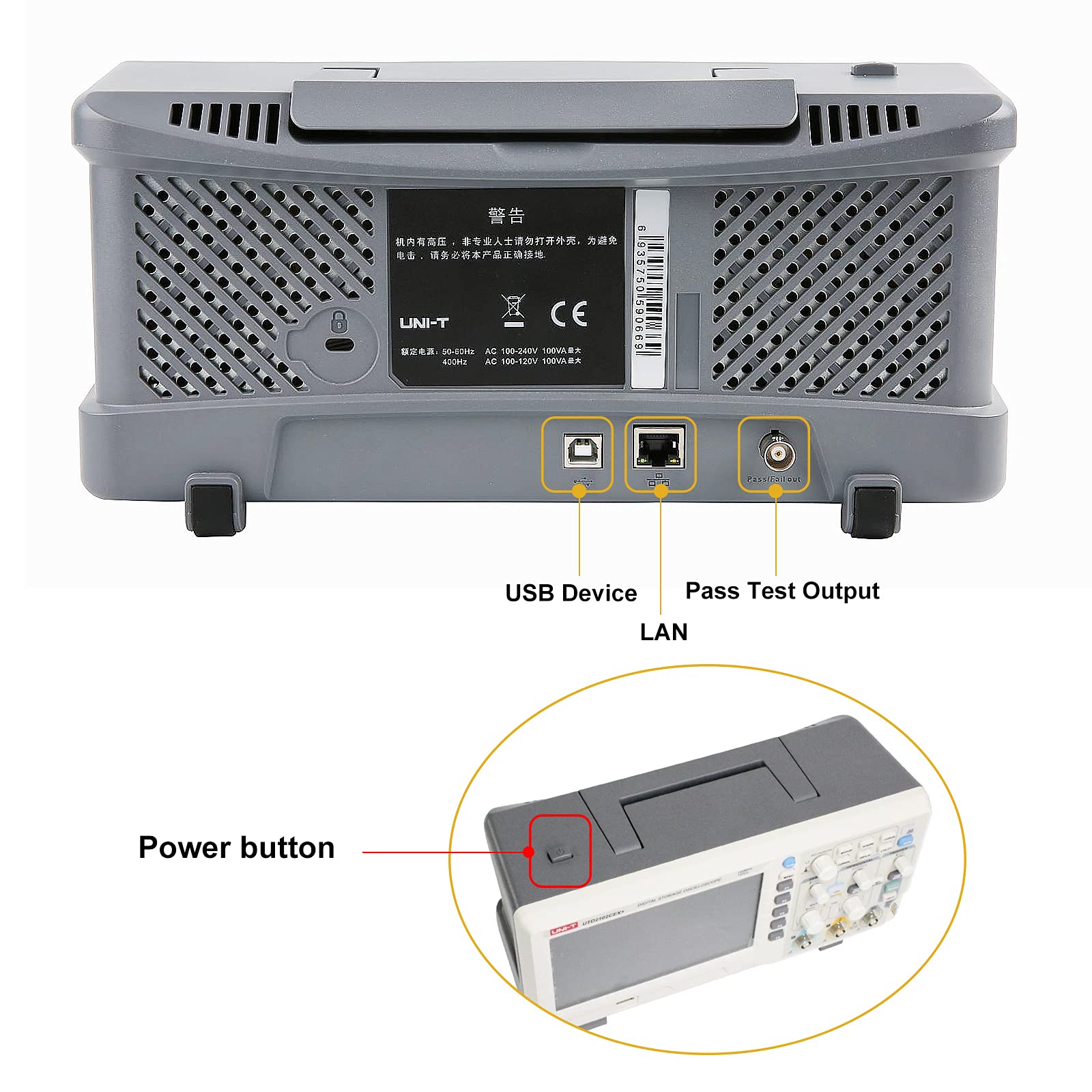 UNI-T UTD2102CEX+ High-Precision 100MHz Desktop Digital Storage Oscilloscope for Laboratory and Electronic Repair Waveform Tester