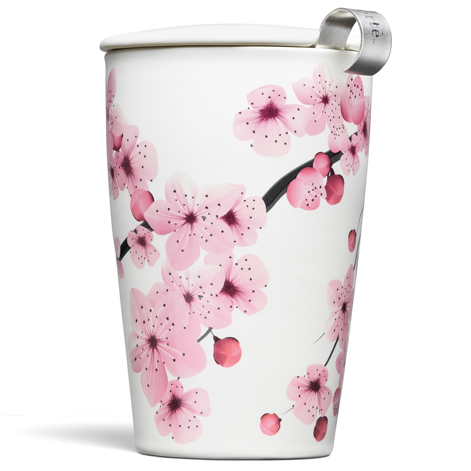 Tea Forte Kati Cup Hanami, Ceramic Tea Infuser Mug with Lid for Steeping Loose Leaf Tea, 12oz Ceramic Tea Infuser Cup for Tea Lovers, Tea Gifts