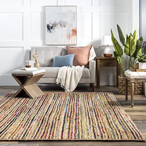 nuLOOM Aleen Bohemian Cotton/Jute Area Rug, 5x8, Multi