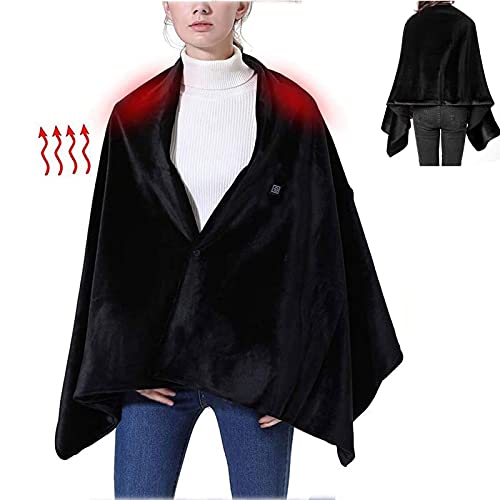 USB Electric Heated Blanket Wrap Shawl, Heated Cape, Electric Lap Flannel Blanket, with 3 Heating Settings, 25℃/35℃/45℃, for Car Office Chair, Comfortable and Safe, Machine Washable