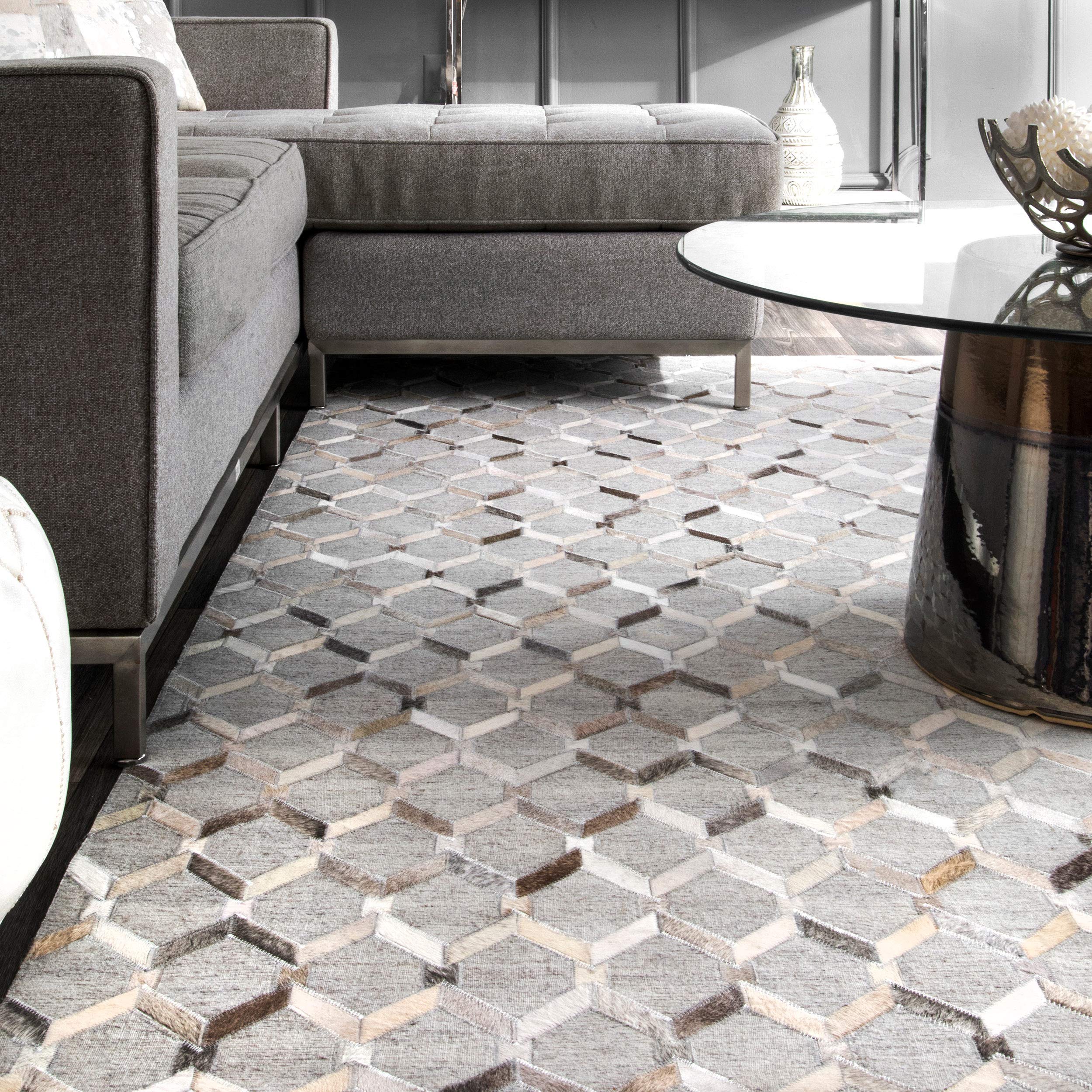 nuLOOM Grenier Modern Cowhide Area Rug, 5x8, Grey