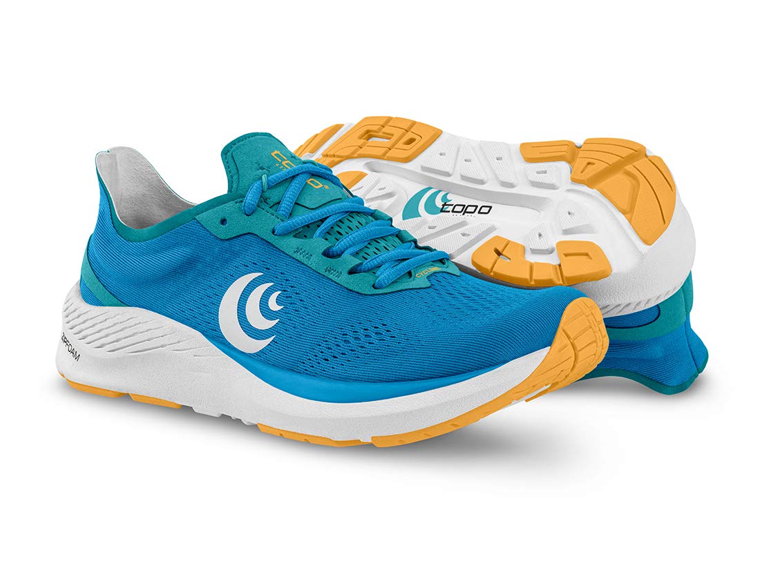 Topo Athletic Women's Cyclone Comfortable Lightweight 5MM Drop Road Running Shoes, Athletic Shoes for Road Running, Sky/Gold, Size 8.5