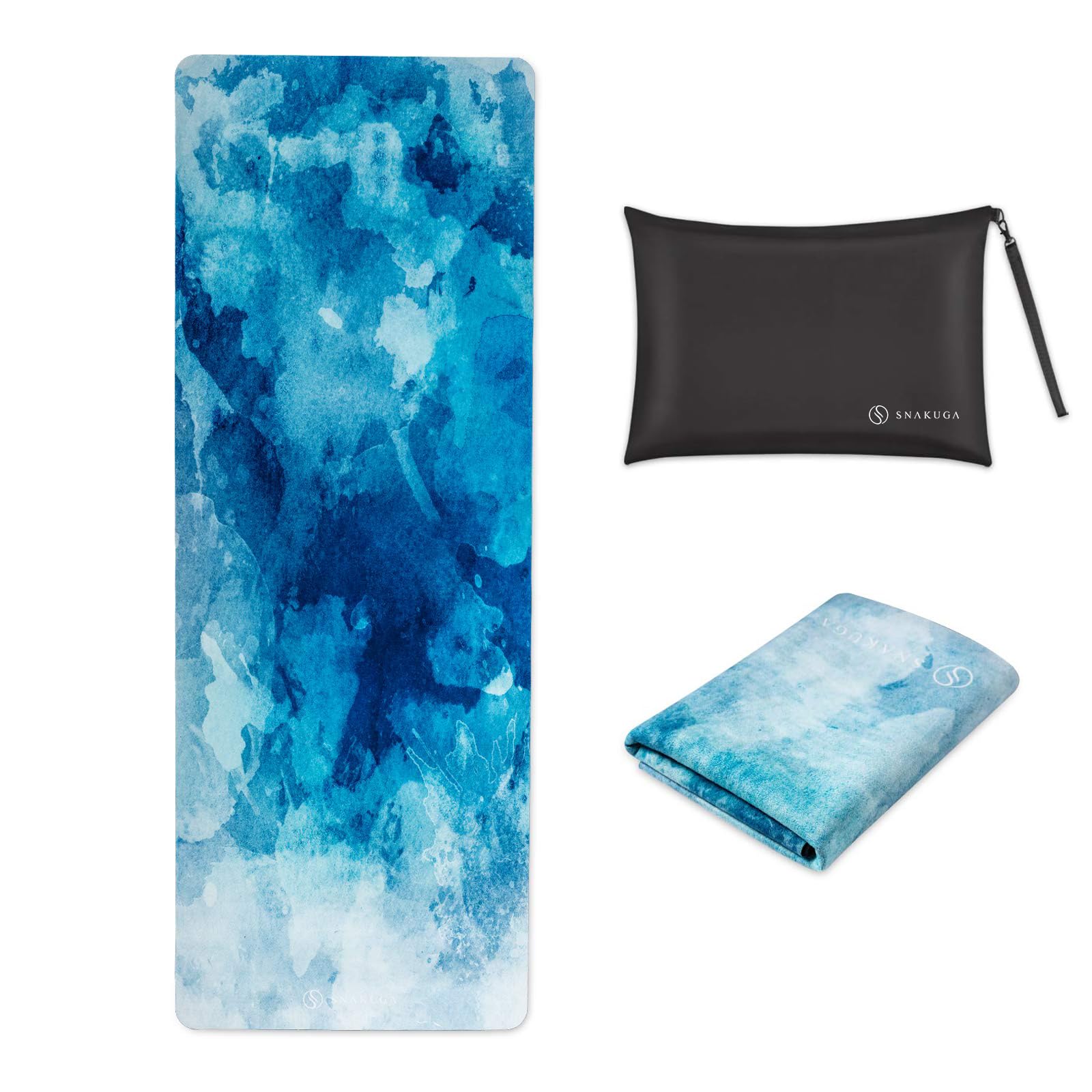 SNAKUGA Travel Yoga Mat, Non Slip Exercise Suede Mat with Carry Bag, All-Purpose Fitness Mat with High Density Anti-Tear Surface for Women, Ideal for Pilates Workout (72'' x 26'' x 1.5mm Thick)