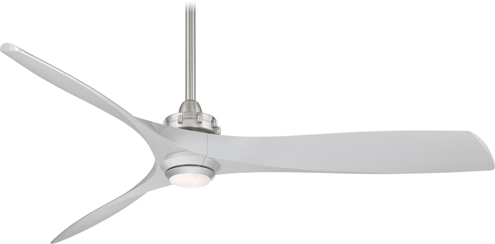 MINKA-AIRE F853L-BN/SL Aviation 60 Inch Ceiling Fan with LED Light and DC Motor in Brushed Nickel Finish and Silver Blades