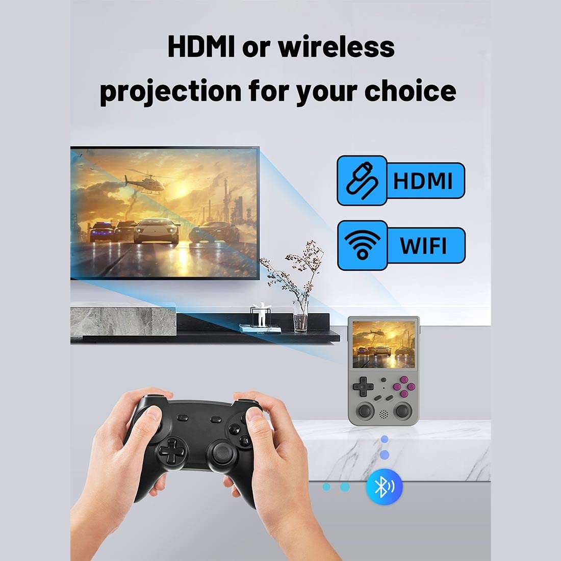 ZUSTER Handheld Game Console 16G+128G RG353VS 25,000 Games 3.5 Inch IPS Screen Open Source Arkos Linux System Nostalgics Arcade Retro Game Machine for Kids Adult