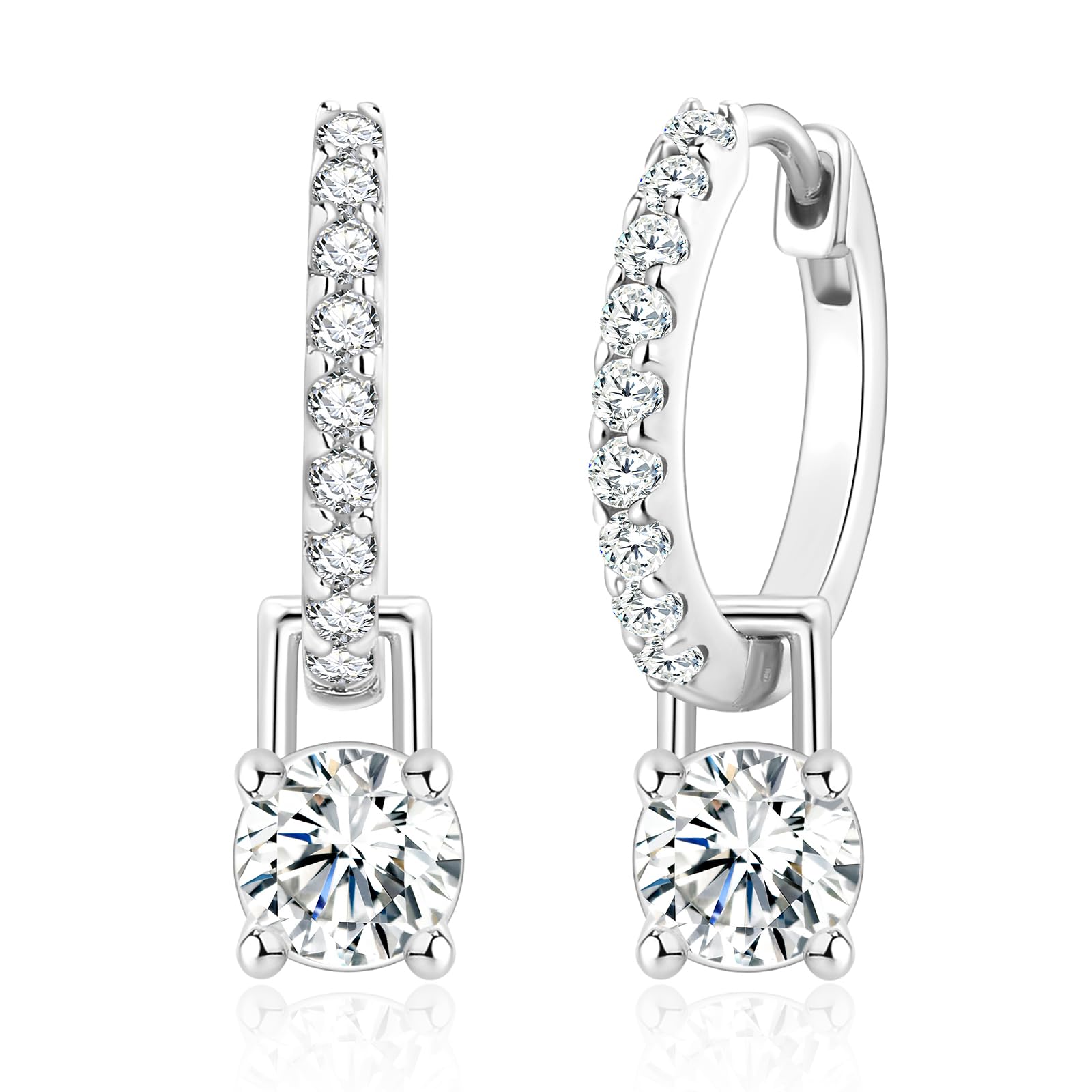 OKOKISS Rhodium Plated Sterling Silver Hoop Earrings for Women Month of Birth – Unique Rhodium Plated Sterling Silver Womens Earrings with Birth Stone – Elegant Colorful Dainty Earrings In Jewelry Pouch – Ideal for Office, Wedding, Everyday Wear (4-April)