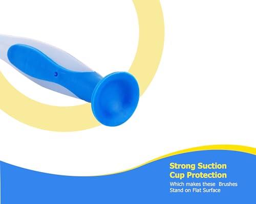 Zuvo Plastic Long Handled Scrubbing Suction Cup, Durable Bristles,Dish Washing Brush.Washing Up Kitchen Brush, Assorted Colour, 5 X 21 X 5 cm-Pack of 3