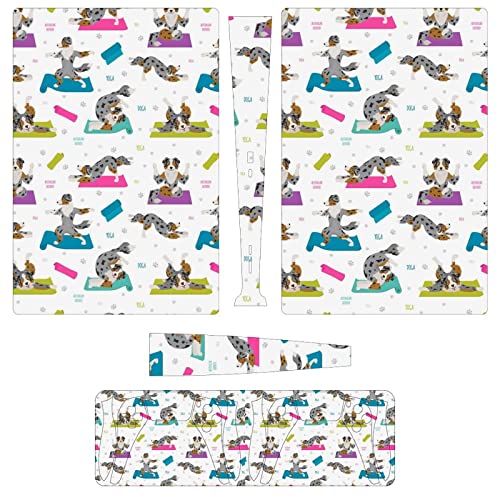 Yoga Australian Shepherdposes Full Protective Skin Cover Design Wrap Decal Sticker Compatible with PS5 Digital Edition Console and Controller