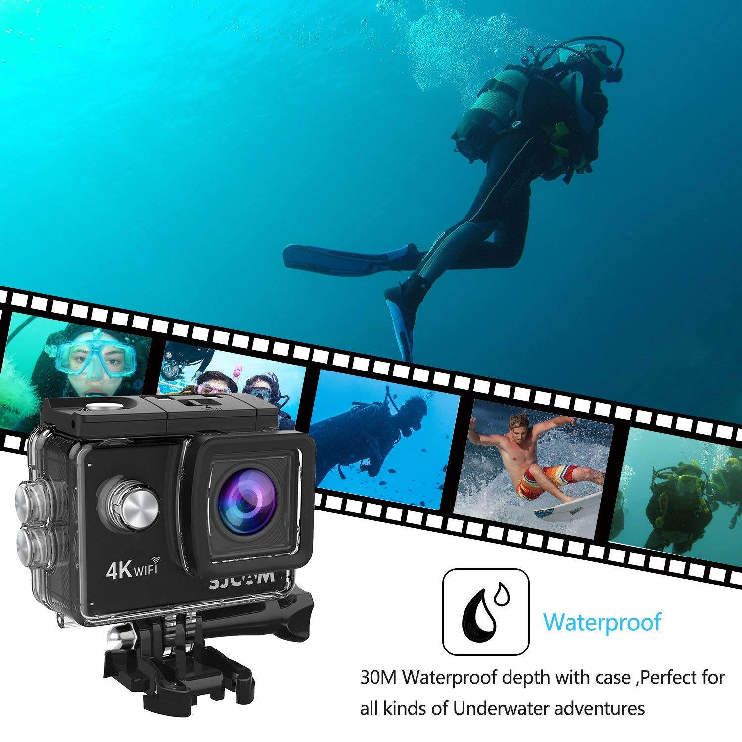 Original SJCAM SJ4000 Air 4K Wi-Fi Action Camera 16MP Waterproof DV Camcorder 170 Degree Wide Angle LCD with 2 Batteries and Mounting Accessories Kit