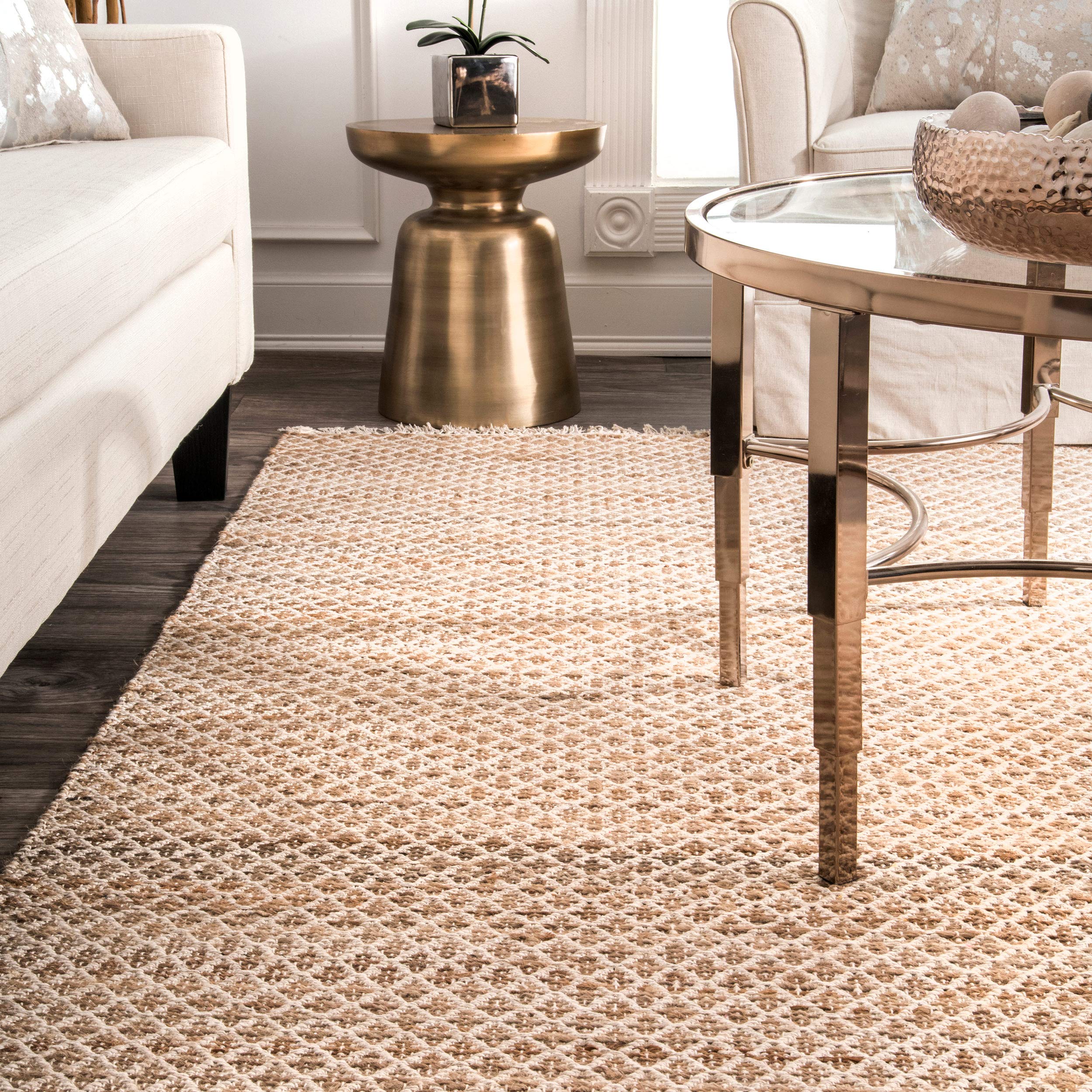 nuLOOM Sacha Trellis Tassel Area Rug, 8x10, Natural